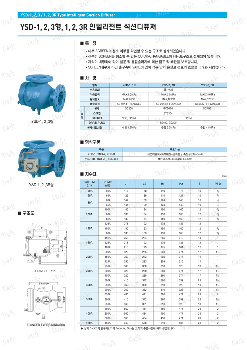 [삼양] 석션디퓨져 (YSD-3) 30K 50A ~ 400A