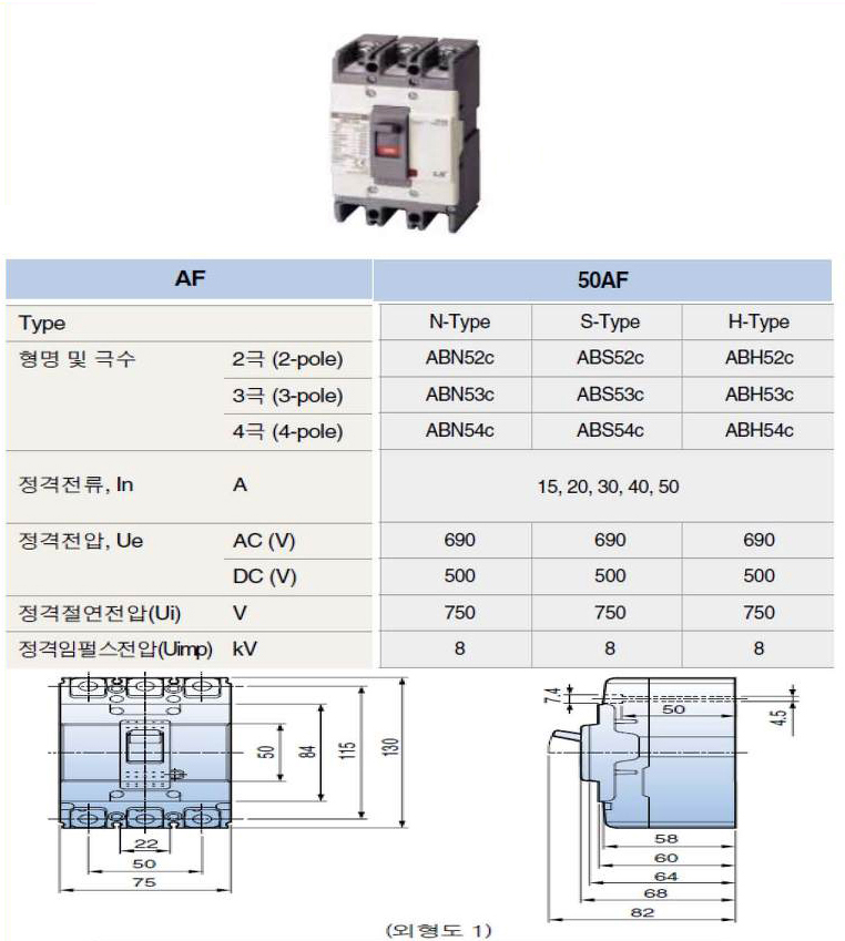 [LS일렉트릭] 배선용차단기(NFB) ABS53c 50A