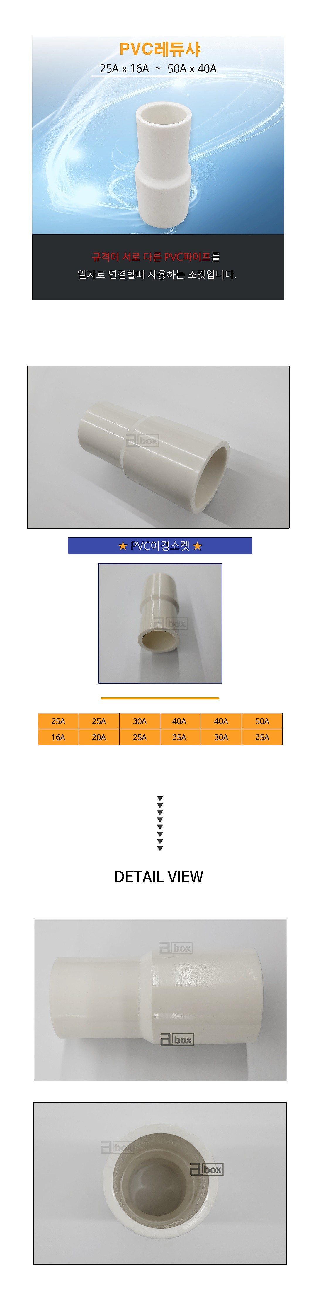 [PPI] PVC 파이프연결 레듀샤 (30x25A, 1개)